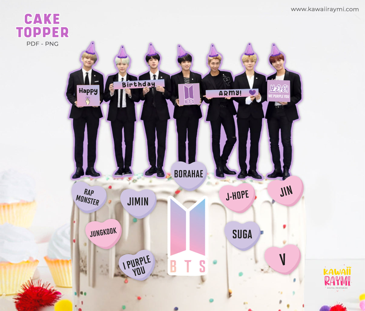 BTS cake topper army custom Edit with CANVA – Kawaii Raymi
