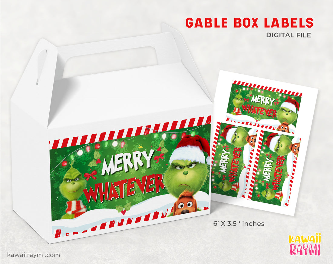 Grinchmas gable box label, Grinch merry whatever gable box label print ...