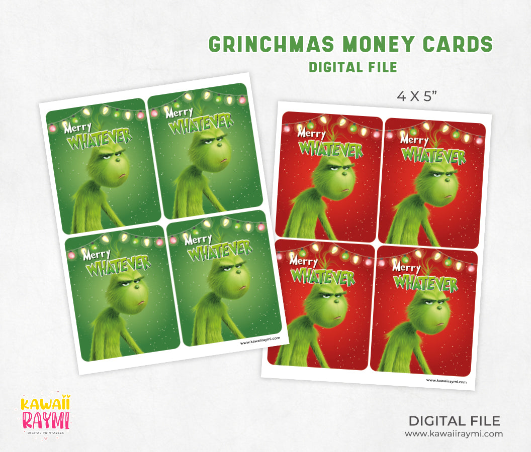 Merry whatever money cards printable, Christmas Money Card, Grinch Mon ...