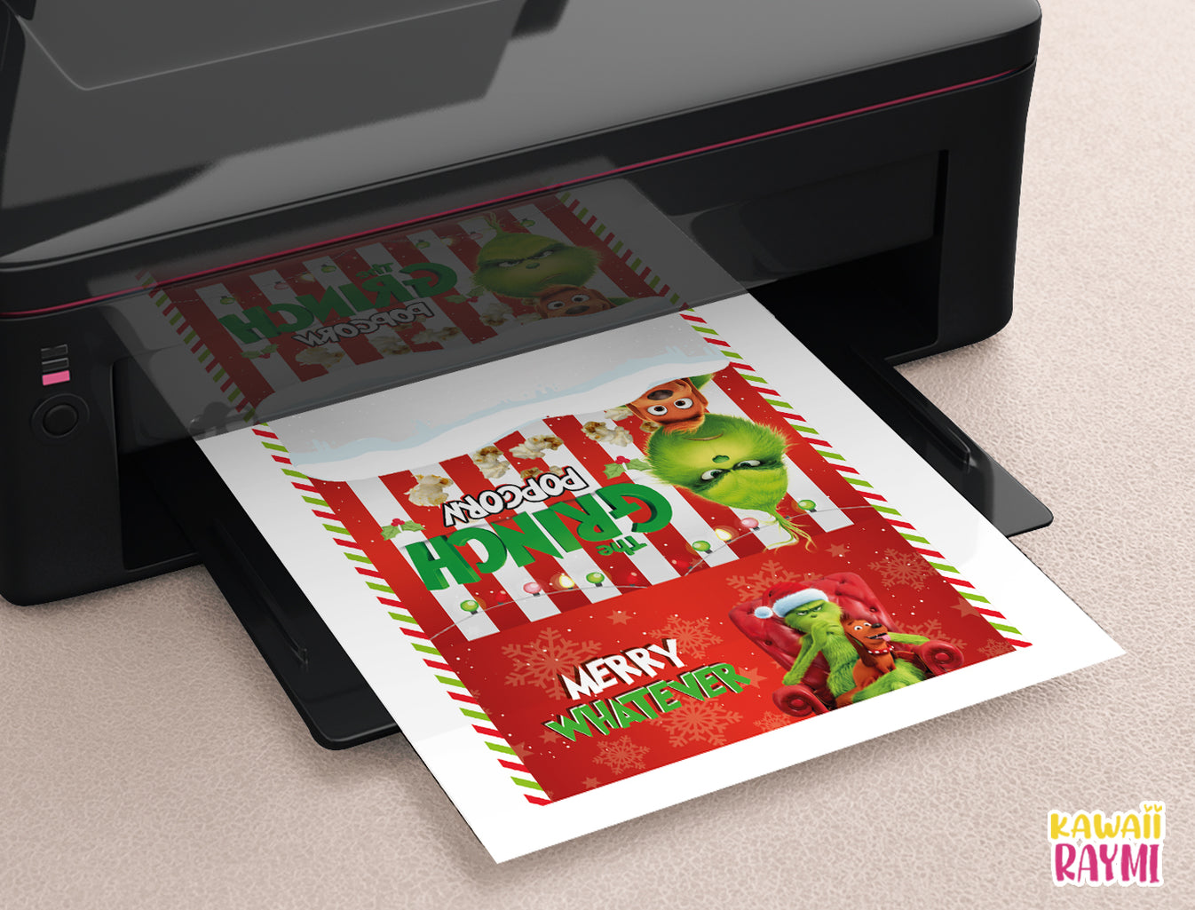 Christmas Popcorn- Grinch popcorn wrapper- Instant Download – Kawaii Raymi