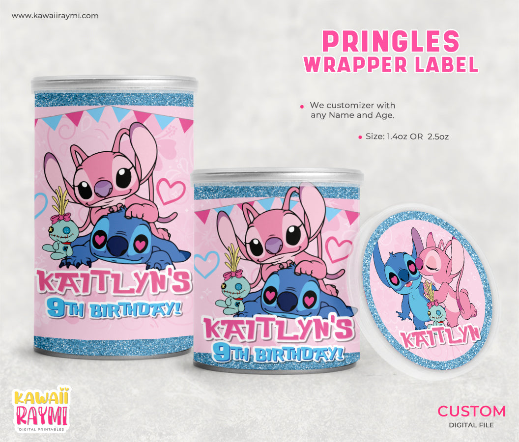 Stitch and Angel pringles label, digital file – Kawaii Raymi