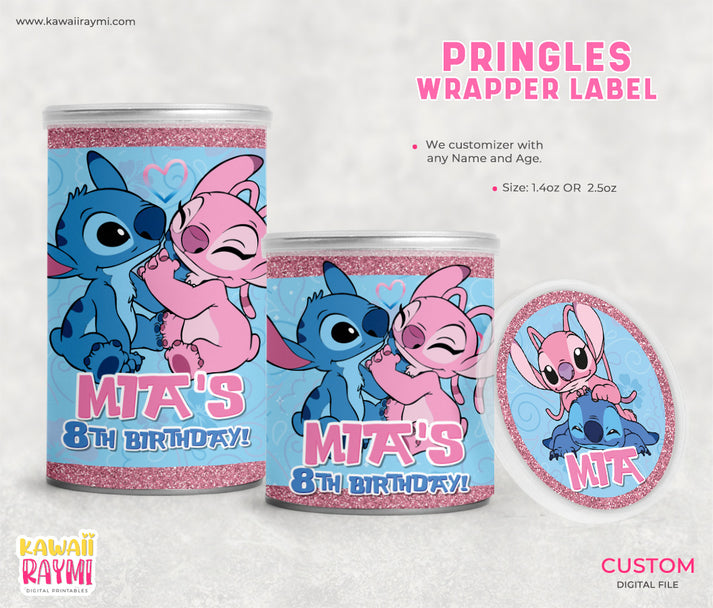 Pringles Stitch and angel custom label digital file – Kawaii Raymi
