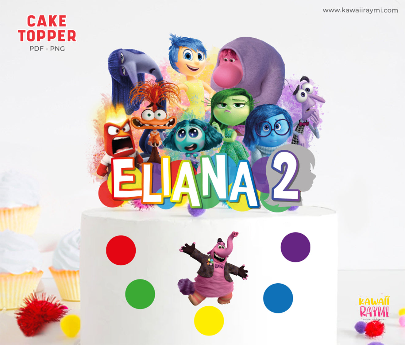 Inside out custom cake topper digital – Kawaii Raymi