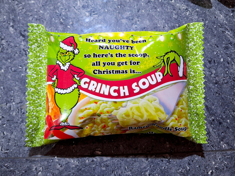 Grinchmas ramen soup bag label printable, christmas ramen digital file ...