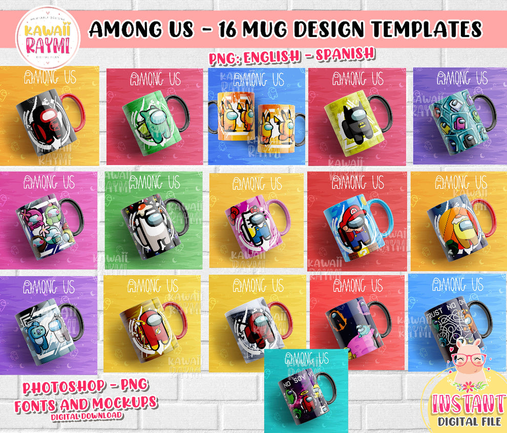 Among us Mug templates PNG, Photoshop editable, impostor – Kawaii Raymi