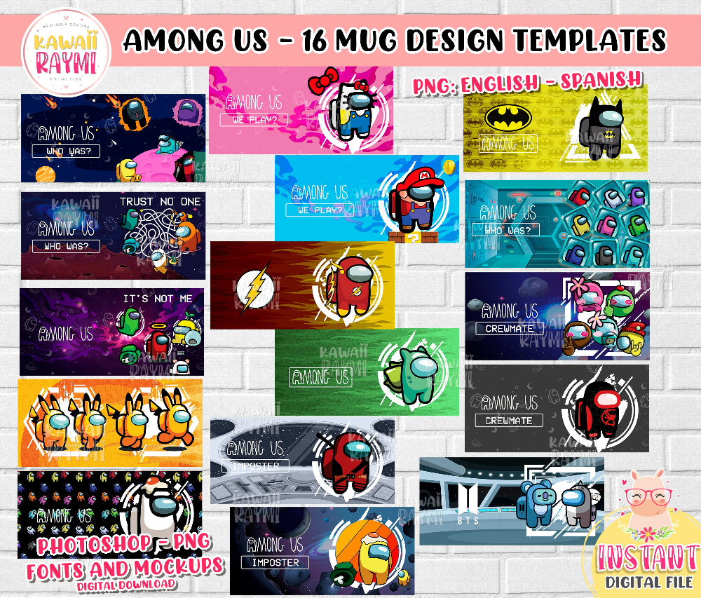Among us Mug templates PNG, Photoshop editable, impostor – Kawaii Raymi