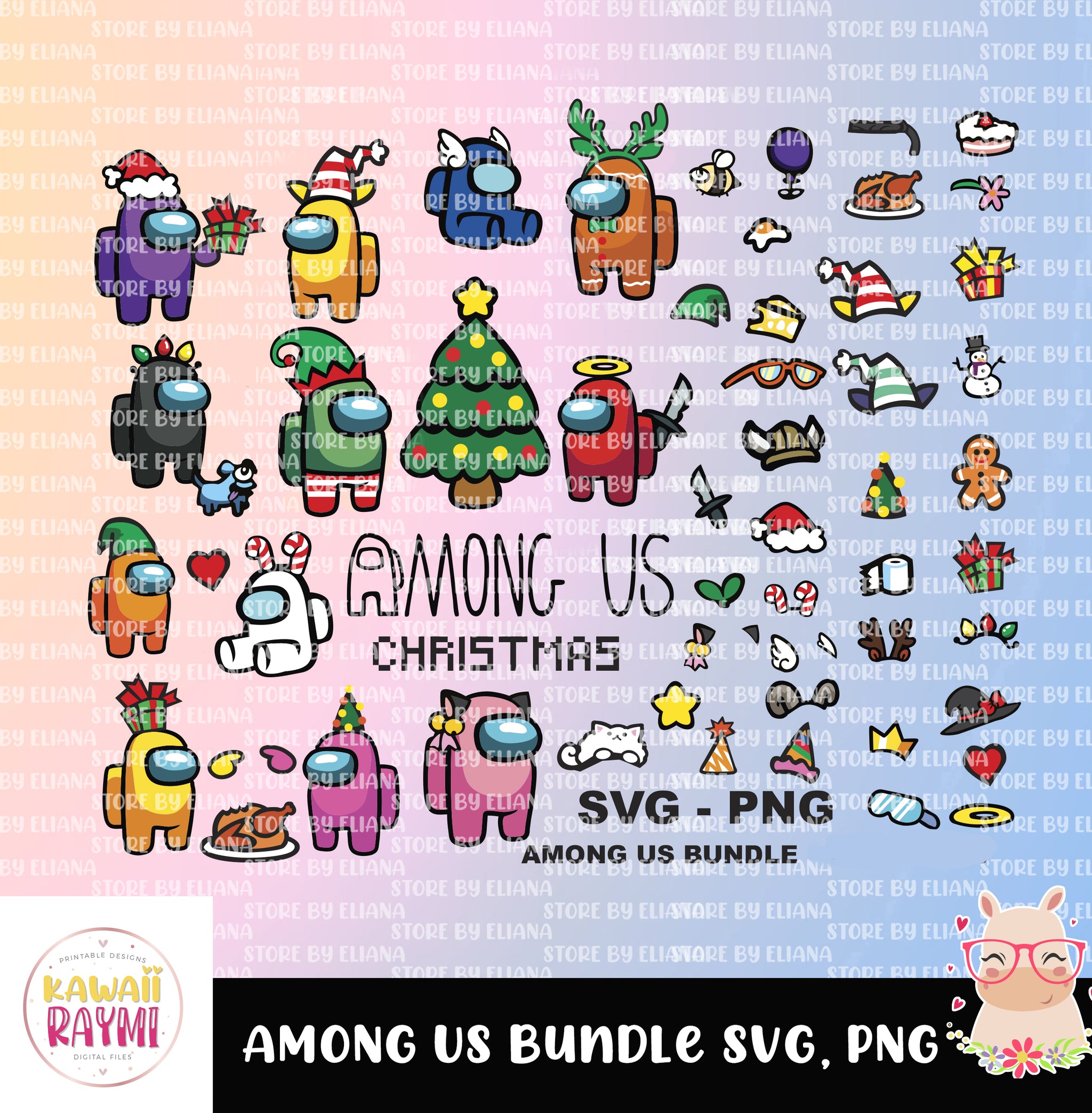 Among us bundle svg, cricut, clipart among us png, among us christmas ...