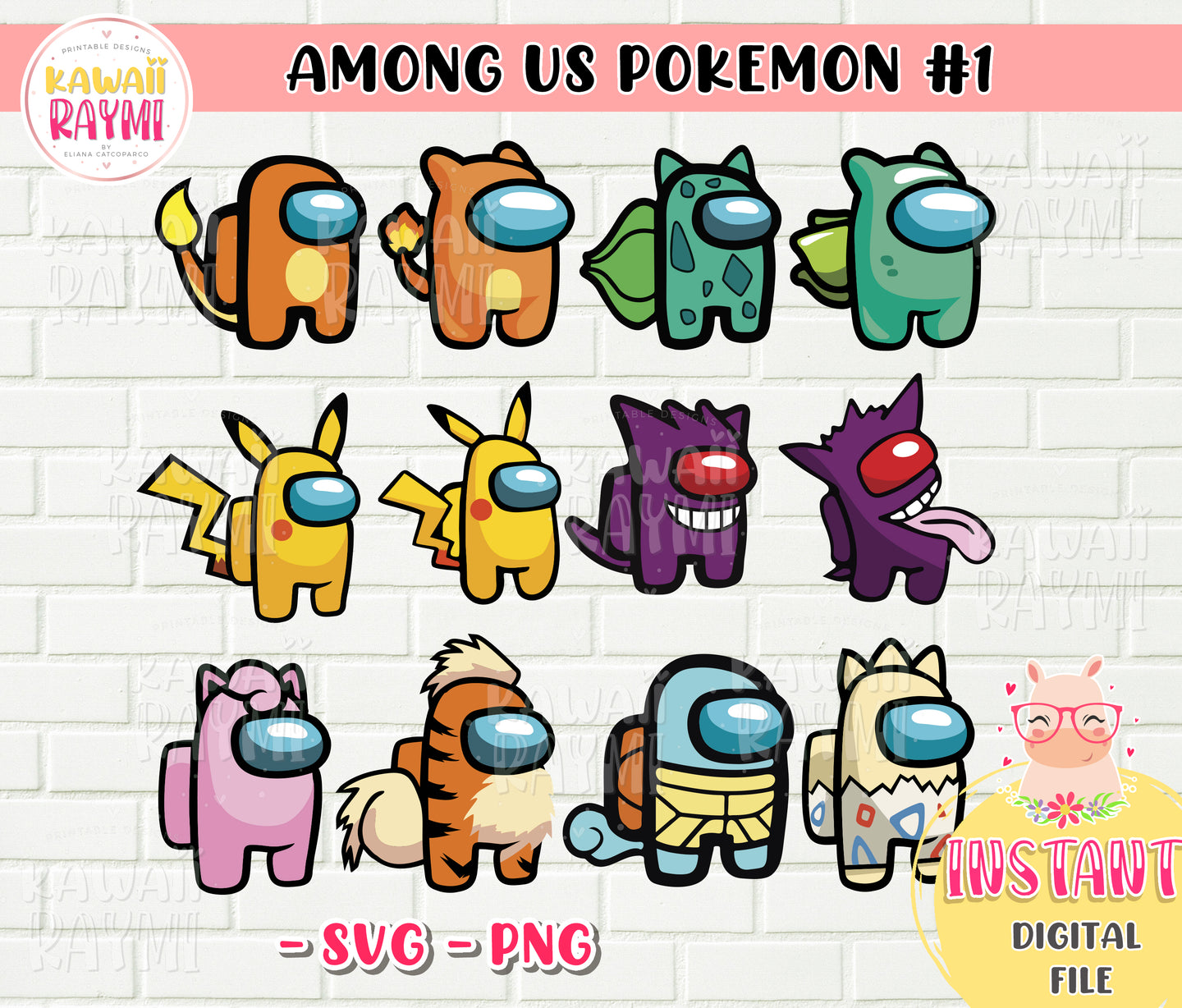 Among us pokemon - SVG - PNG – Kawaii Raymi