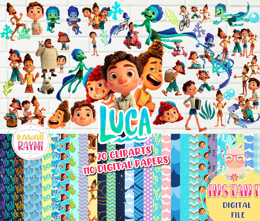 Luca Disney Clipart, luca images png, luca digital papers - Instant Do ...
