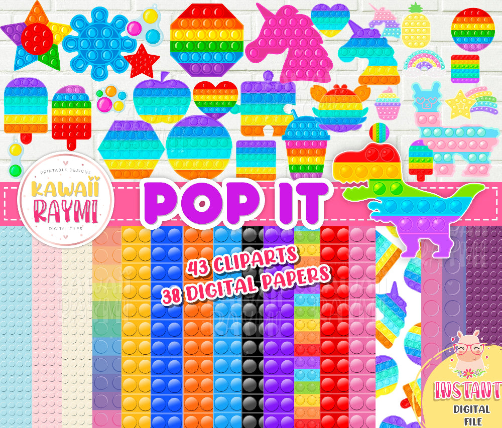 Pop it cliparts, antistress, instant download, bubble pop, fidget sens ...