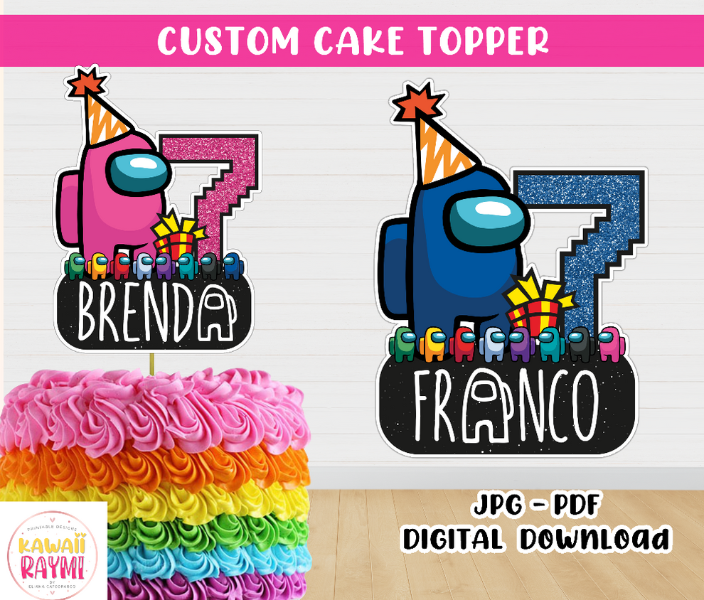 AMONG US custom cake topper Digital file, GAMER among us – Kawaii Raymi