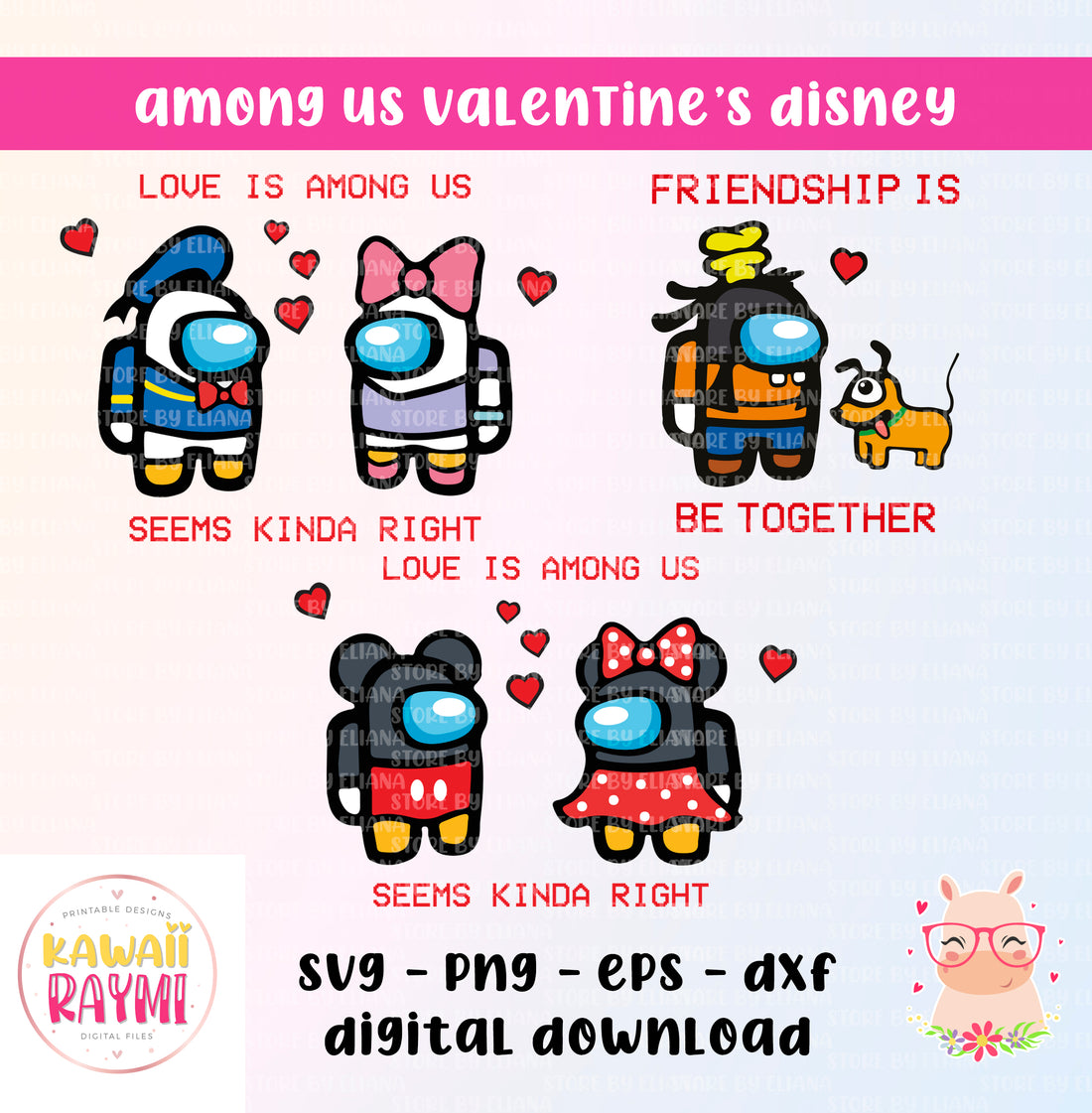 Among us Valentine's day, disney among us svg, png, love is among us s ...
