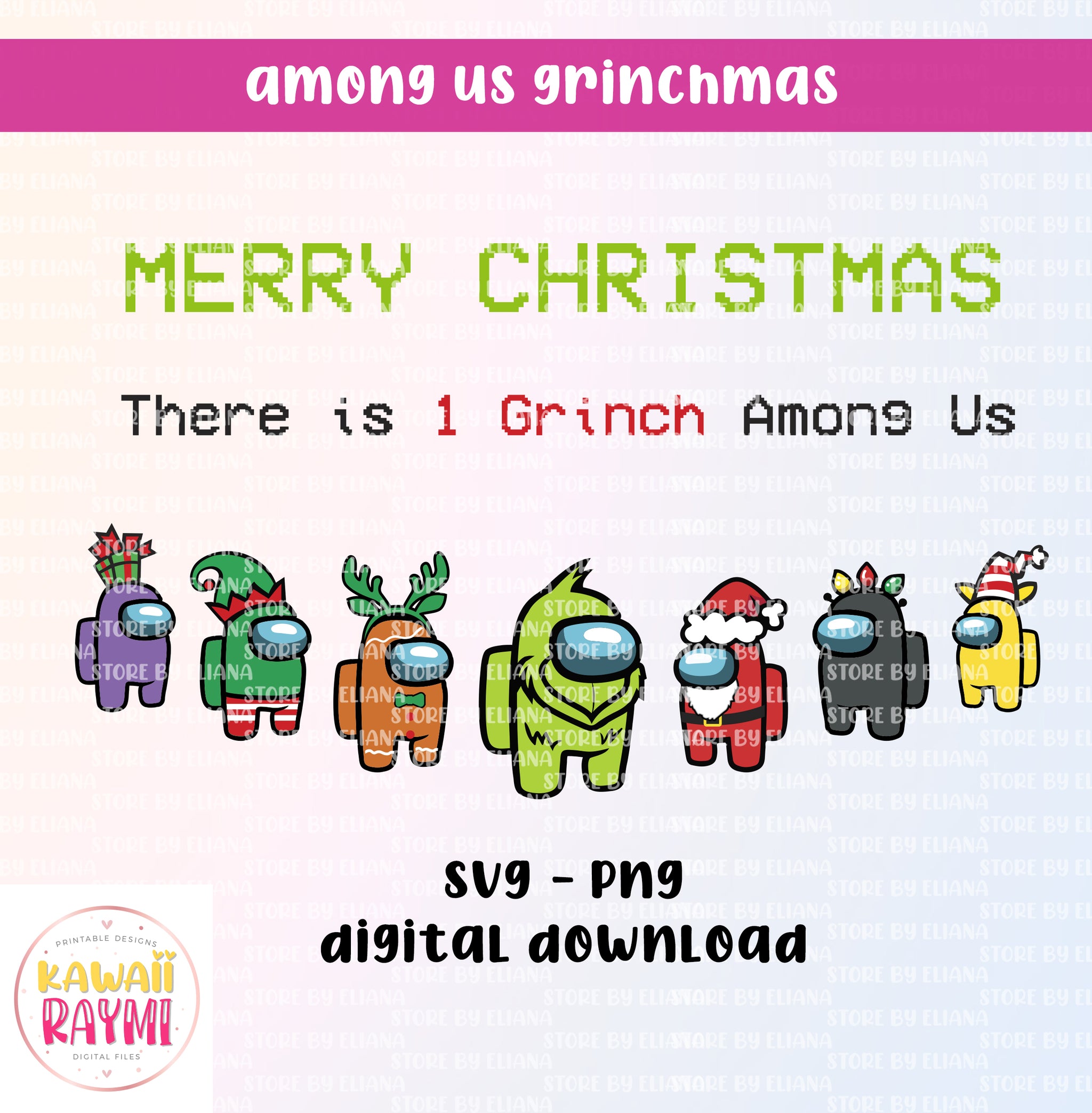 Among us grinch, merry christmas, SVG, png – Kawaii Raymi