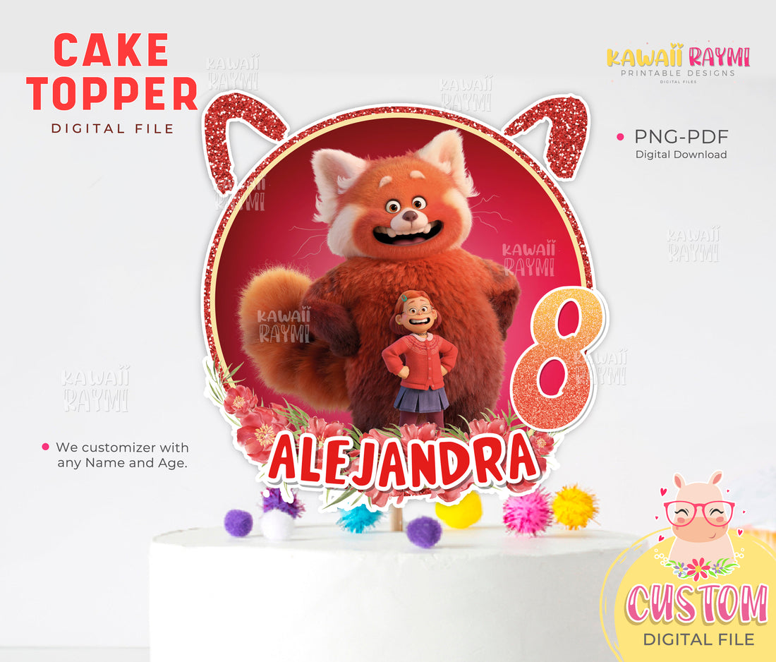 Turning red custom cake topper, digital file, turning red supplies par ...