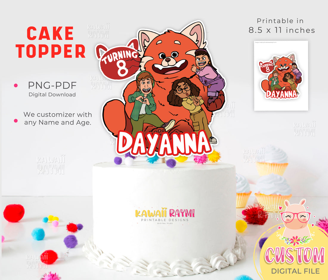 Turning red custom cake topper, digital file, turning red supplies par ...