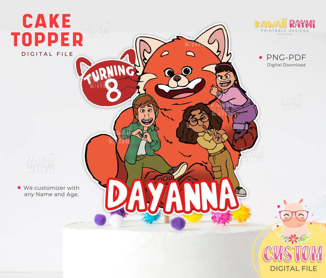 Turning red custom cake topper, digital file, turning red supplies par ...